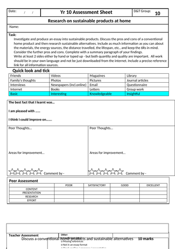 Sustainability - Worksheets GCSE DT | Teaching Resources