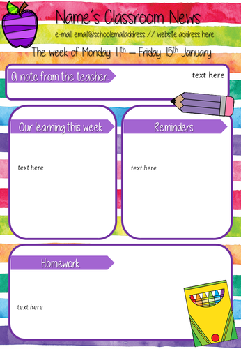Classroom newsletter weekly monthly digital and printable editable ...