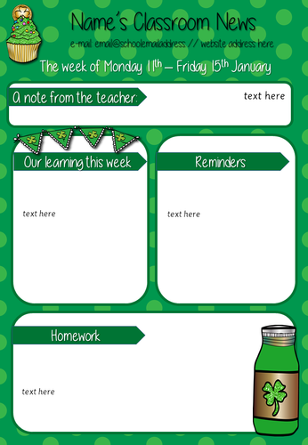 Classroom newsletter weekly monthly digital and printable editable ...
