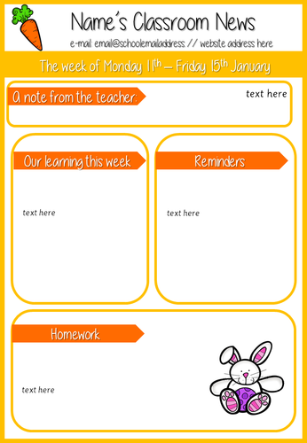 Classroom newsletter weekly monthly digital and printable editable ...