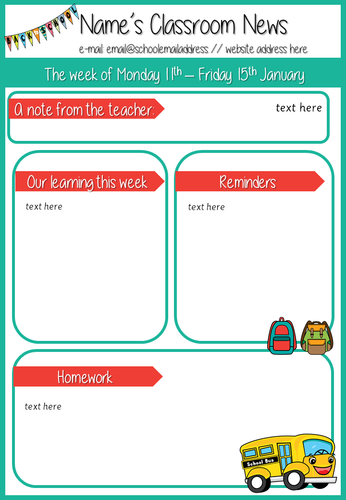 Classroom newsletter weekly monthly digital and printable editable ...