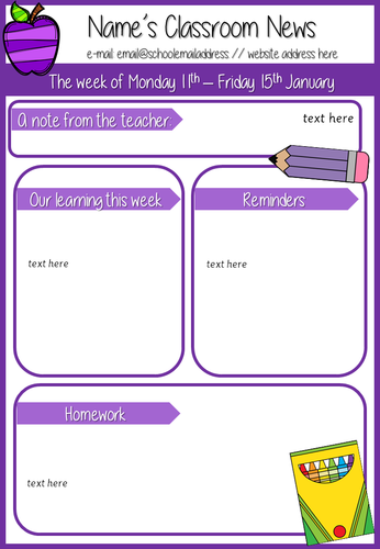 Classroom newsletter weekly monthly digital and printable editable ...