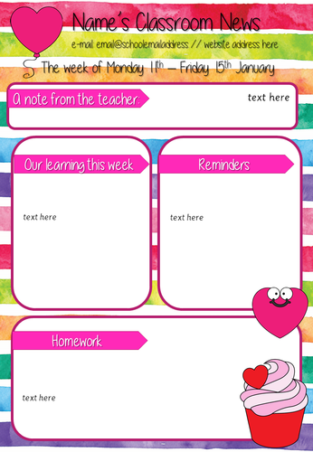 Classroom newsletter weekly monthly digital and printable editable ...
