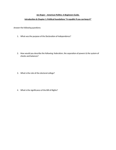 Edexcel - Politics: US Constitution - Introduction to US Politics ...
