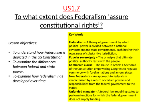 Edexcel - Politics: US Constitution - Federalism & the Constitution ...