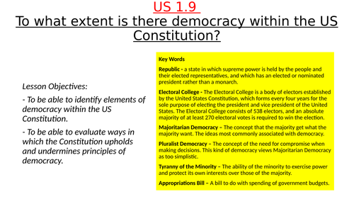 Edexcel - Politics: US Constitution - Democracy & the US Constitution ...