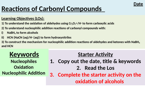 Reactions of Carbonyl Compounds | Teaching Resources