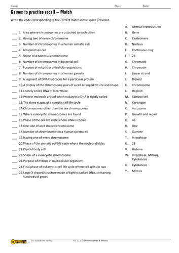 AQA GCSE Biology 9-1 Chromosomes & Mitosis - Resource Pack | Teaching ...