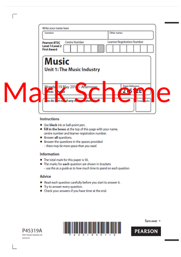 Unit 1- The music Industry Learning aim A and Mock exam | Teaching ...