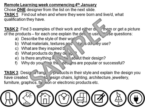 Remote Learning task on Designers | Teaching Resources