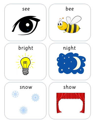 Reception/Year 1/Year 2 Rhyming flashcards - RWI set 1 and 2 sounds ...