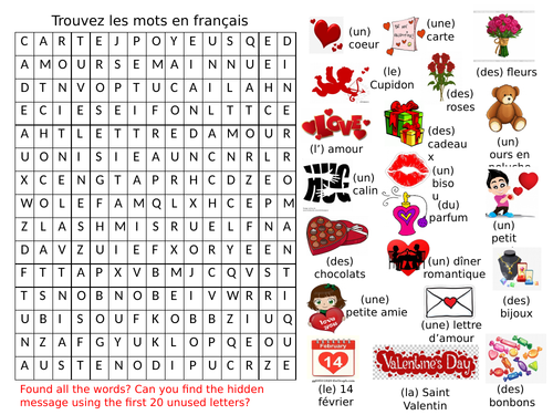 Bumper French Valentines Day Wordsearch | Teaching Resources