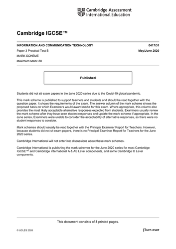 Data Analysis ICT 0417 May/June 2020 IGCSE | Teaching Resources Data Analysis ICT 0417 May/June 2020 IGCSE | Teaching Resources