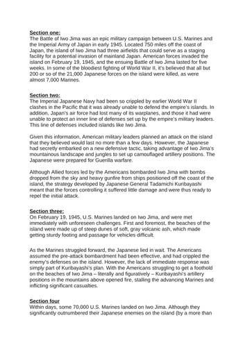 The Battle of Iwo Jima | Teaching Resources