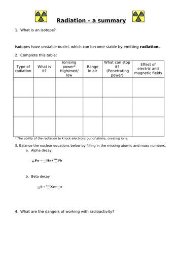 Radioactive Decay Series Worksheet