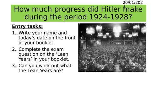GCSE Germany | Nazi Party Lean Years | Teaching Resources