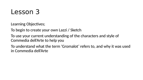 Drama Home Learning - Commedia dell'Arte | Teaching Resources