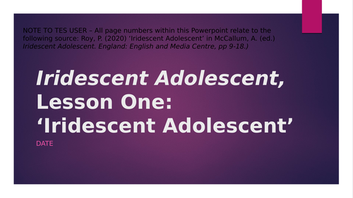 'Iridescent Adolescent' by Phoebe Roy | Teaching Resources