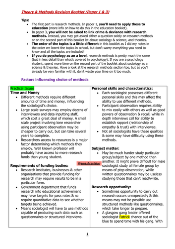AQA A level Sociology Theory and Methods Revision Booklet | Teaching ...
