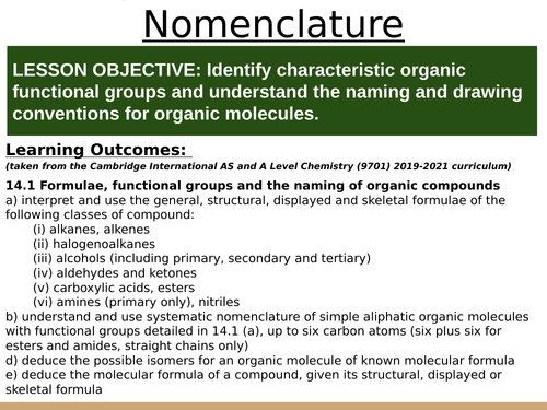 Organic Chemistry #1: Organic Formulas and Nomenclature (Slides and ...