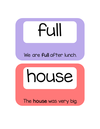Year 1 Common Exception Words Flashcards with sentences | Teaching ...