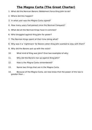KS3 History Scheme of Work - King John and the Magna Carta | Teaching ...