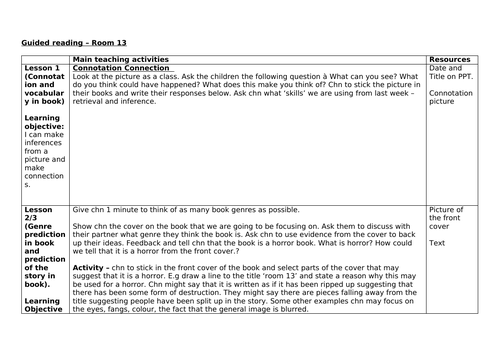 Room 13 Guided Reading Plan and Resources (Year 6) | Teaching Resources
