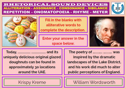 SOUND DEVICES - ALLITERATION, ONOMATOPOEIA, REPETITION, RHYME, METER ...