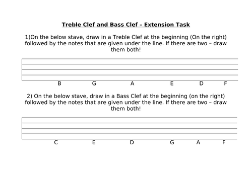 Treble Clef and Bass Clef - Distance Learning - Music Theory | Teaching ...
