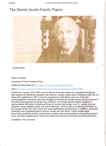 Harriet Jacobs (1813-1897) | Teaching Resources