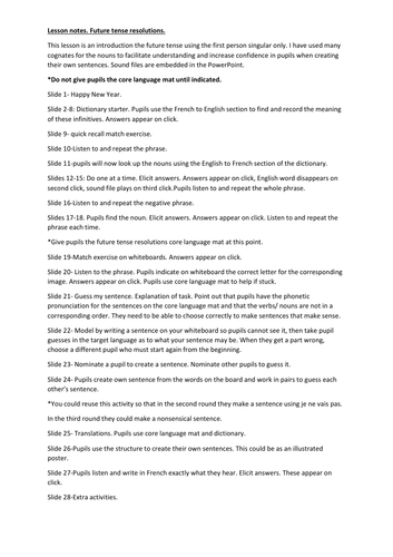 Future tense resolutions in French. | Teaching Resources