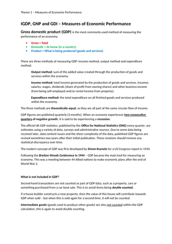 02. Measures of Economic Performance (GDP) - Theme 2 - Edexcel A-Level ...