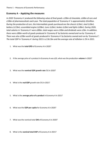 02. Measures of Economic Performance (GDP) - Theme 2 - Edexcel A-Level ...