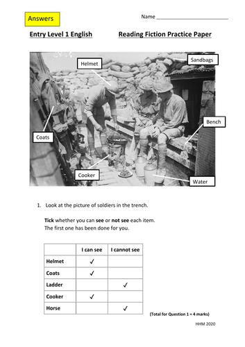 Entry Level Fiction Reading Paper Exam Practice SEN Functional Skills ...