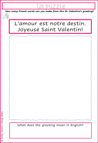 French Valentine's Day Year 7 La Saint Valentin | Teaching Resources