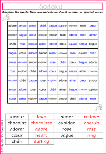 French Valentine's Day Year 7 La Saint Valentin | Teaching Resources