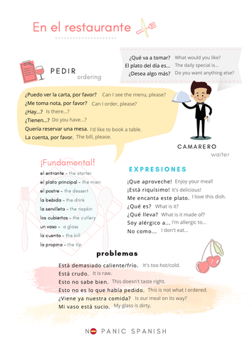 En el restaurante - Useful vocabulary and phrases | Teaching Resources