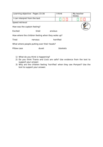 Escape to Pompeii class guided reading | Teaching Resources