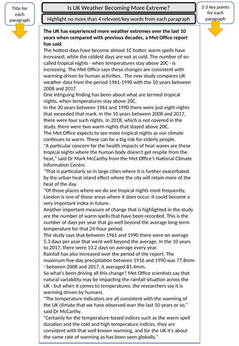 AQA GCSE Extreme Weather in the UK Complete Lesson and Supporting ...