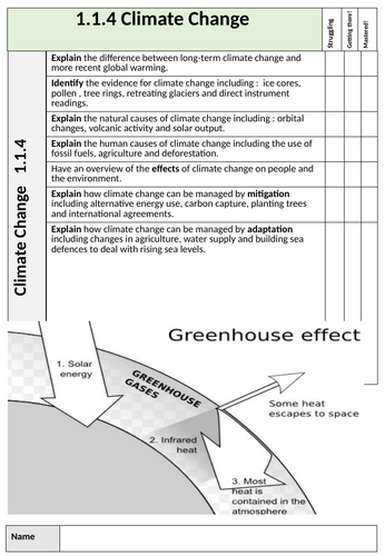 AQA GCSE Climate Change Revision Booklet. | Teaching Resources