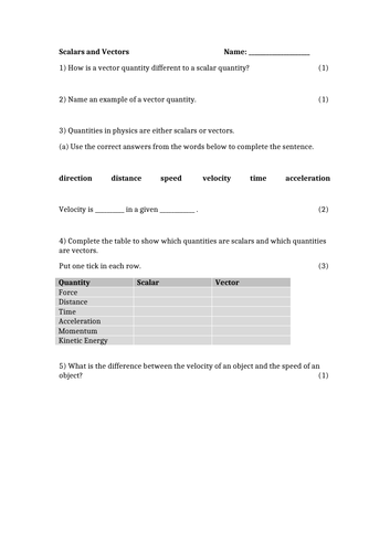 Scalars and Vectors GCSE Forces | Teaching Resources Scalars and Vectors GCSE Forces | Teaching Resources