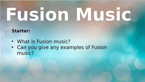 Fusion lesson - GCSE Music Eduqas | Teaching Resources