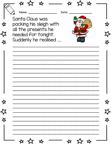 KS1/KS2 Literacy: Christmas Creative writing story starter worksheets ...