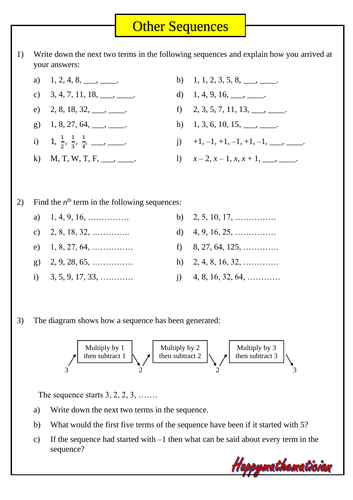 Simple Sequences - 3 Worksheets with Answers | Teaching Resources