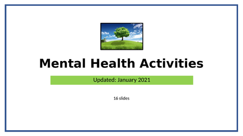 Mental Health & Wellness Activities - to do in class or at home ...