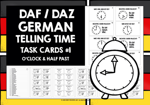 GERMAN TELLING THE TIME CHALLENGE CARDS #1 | Teaching Resources