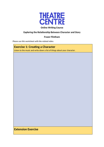 Remote Writing Course 1: Character and Story | Teaching Resources