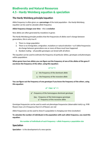 Full Edexcel Topic 4 Notes for A-level Biology SNAB A - Biodiversity ...