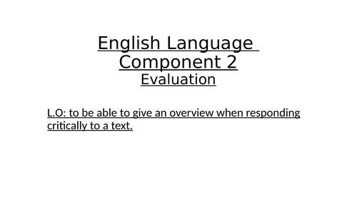 EDUQAS English Language Component 2 Evaluation Question | Teaching ...