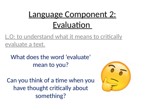 EDUQAS English Language Component 2 Evaluation Question | Teaching ...